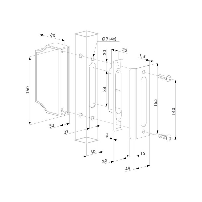 Gâche pour serrure de portail battant type fer forgé - qualité ...